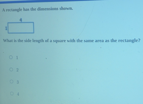 Solved: A rectangle has the dimensions shown. What is the side length ...