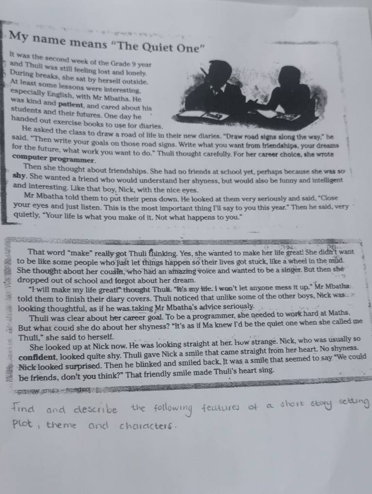 Solved: My name means “The Quiet One” It was the second week of the ...