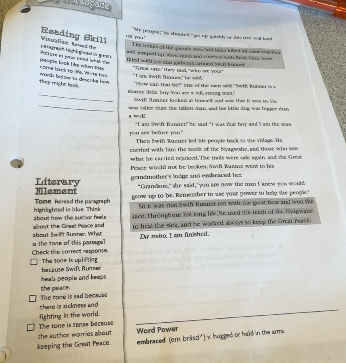 Solved: workspace Reading Skill on you." “My people,” he shouted,"get ...