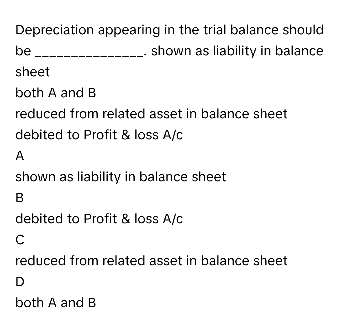 Solved: Depreciation appearing in the trial balance should be ...