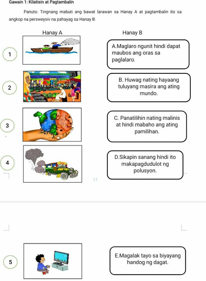 Solved: Gawain 1: Kilatisin at Pagtambalin Panuto: Tingnang mabuti ang ...