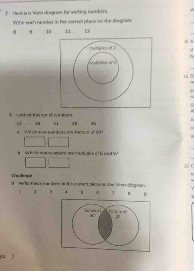 Giải quyết:Here is a Venn diagram for sorting numbers. " Write each number in the carrect place on t