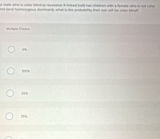 Solved: a male who is color blind (a recessive X -linked trait) has ...