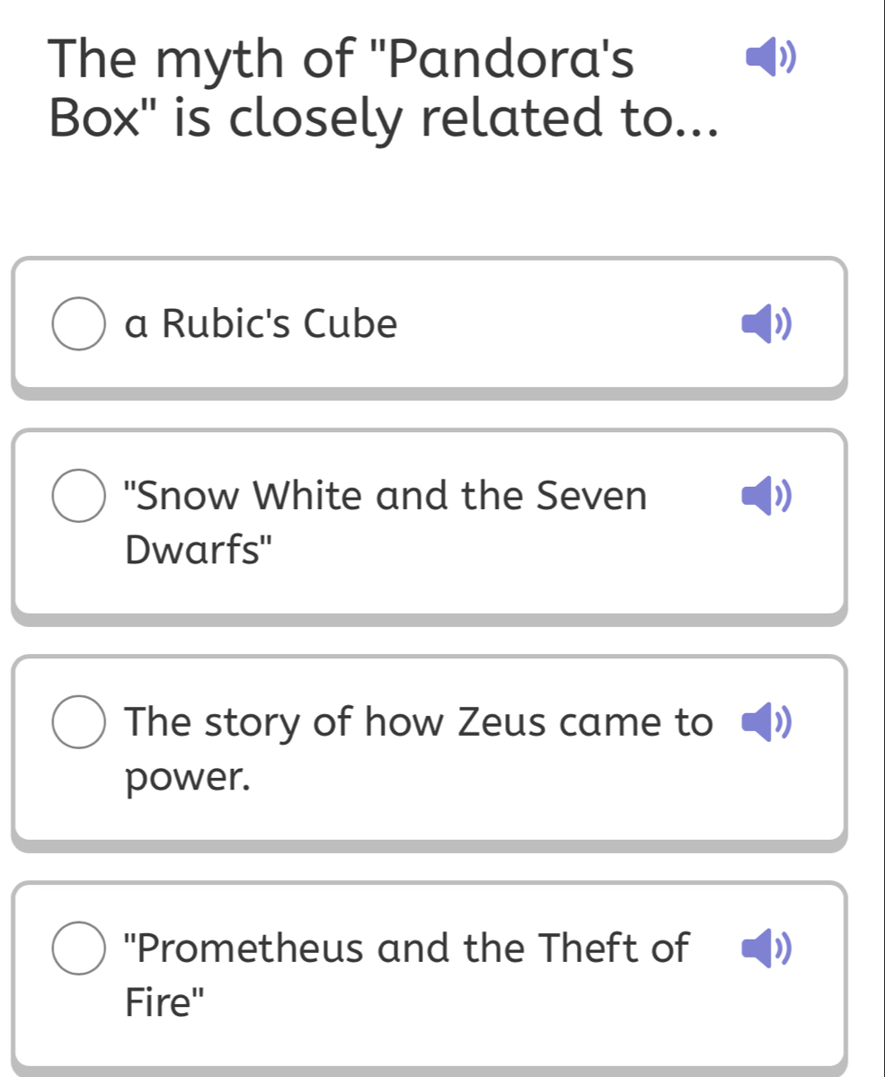 Solved: The myth of ''Pandora's Box" is closely related to... a Rubic's ...