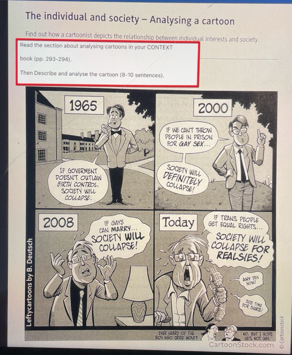 Gelöst:The individual and society - Analysing a cartoon Find out how a ...