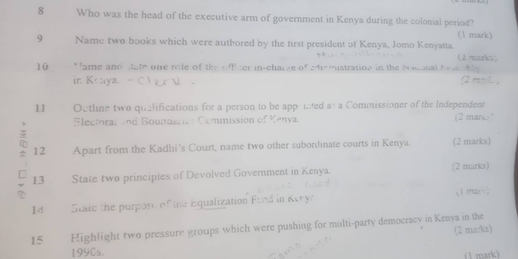 Solved: Who was the head of the executive arm of government in Kenya ...