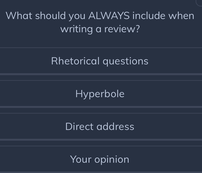 Solved: What should you ALWAYS include when writing a review ...