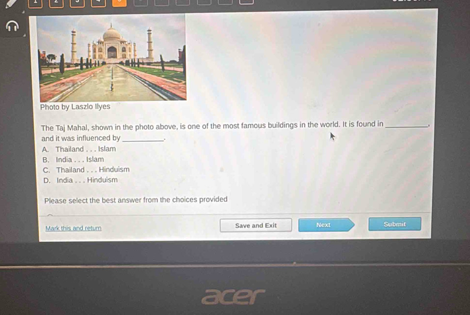 Solved: Photo by Laszlo Ilyes The Taj Mahal, shown in the photo above ...