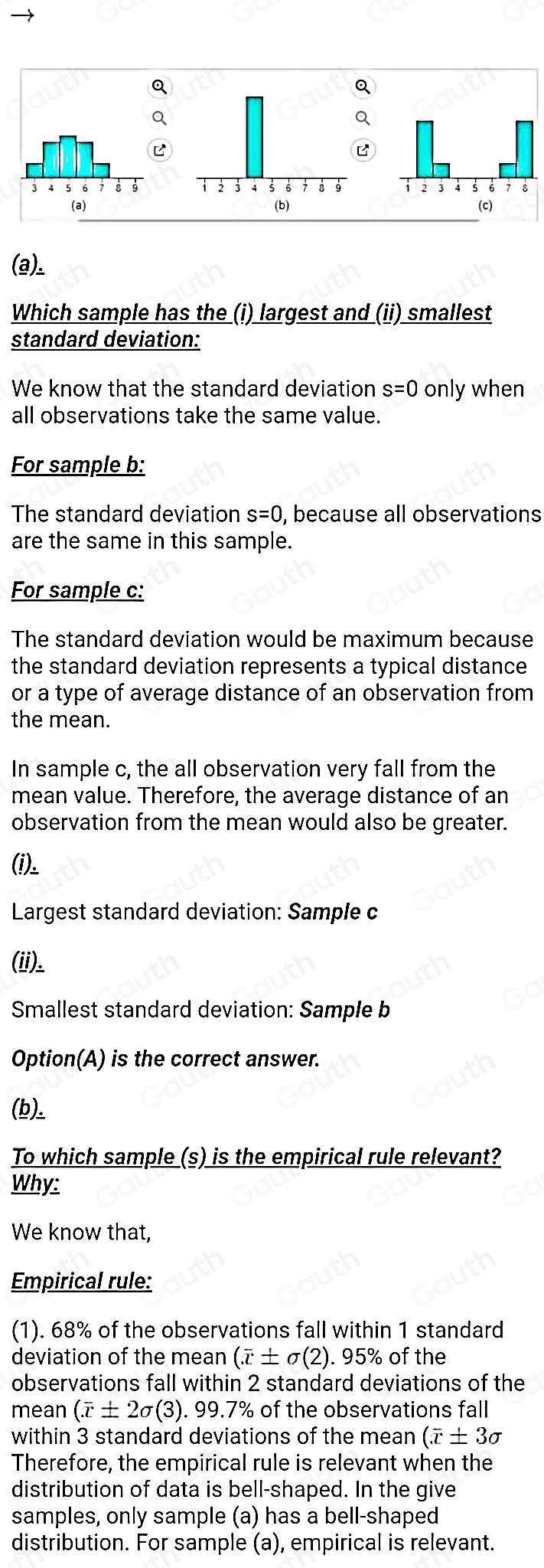 Solved: The linked figure shows histograms for three different samples ...
