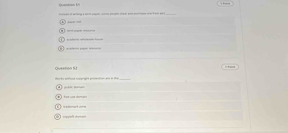 Solved: Instead of writing a term paper, some people cheat and purchase ...