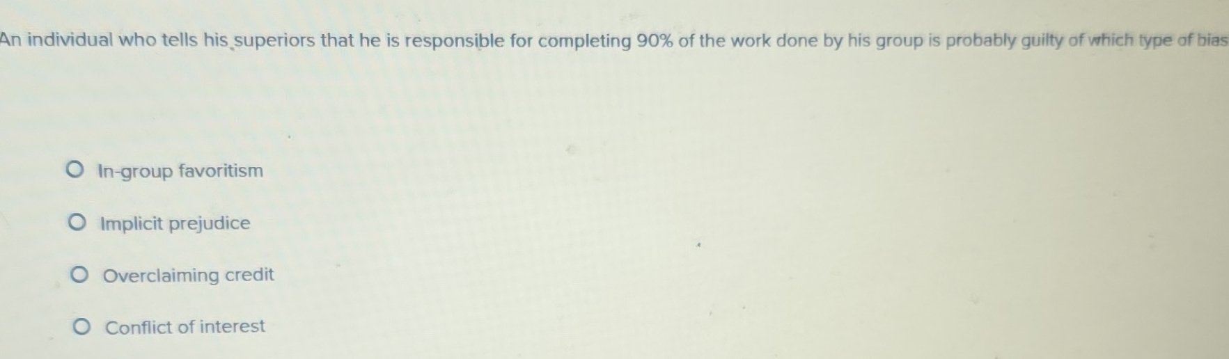 Solved: An individual who tells his superiors that he is responsible ...