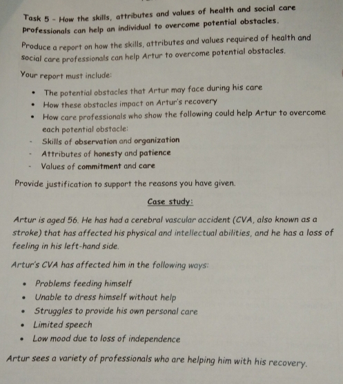 Solved: Task 5 - How the skills, attributes and values of health and ...