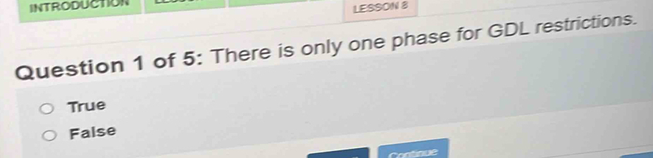 Solved: INTRODUCTION LESSON 8 Question 1 of 5: There is only one phase ...