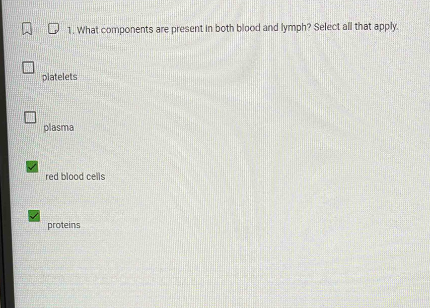 Solved: What components are present in both blood and lymph? Select all ...