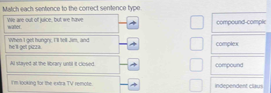 Solved: Match each sentence to the correct sentence type. We are out of ...