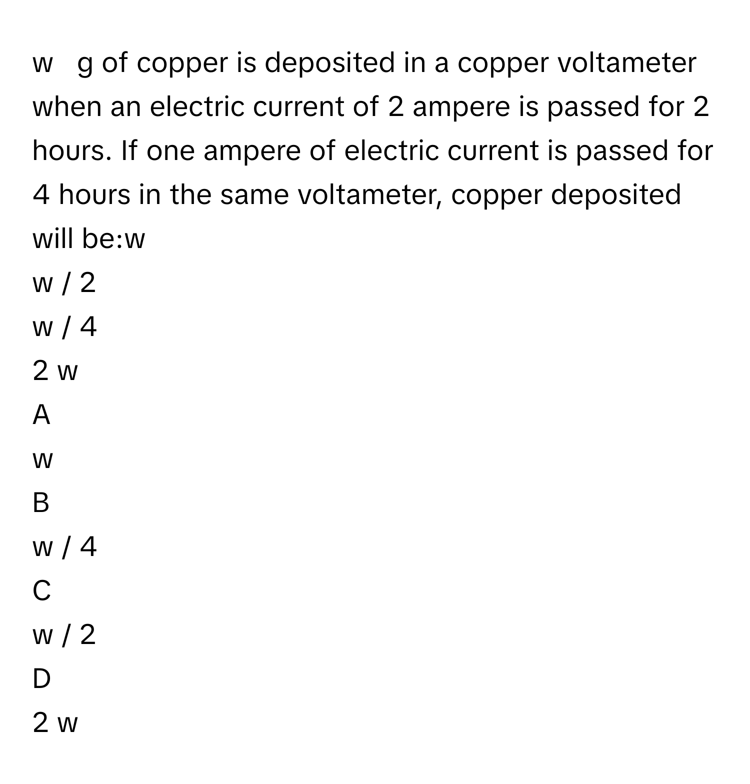 Solved: g of copper is deposited in a copper voltameter when an electric current of 2 am [Chemistry]