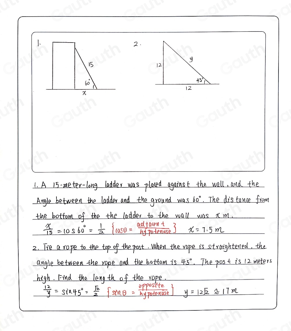 Solved: Case 1: Write a real-life problem that you can solve using a 30°-60°-90° triangle with a ...