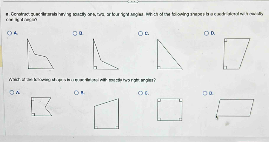 Solved: Construct quadrilaterals having exactly one, two, or four right ...