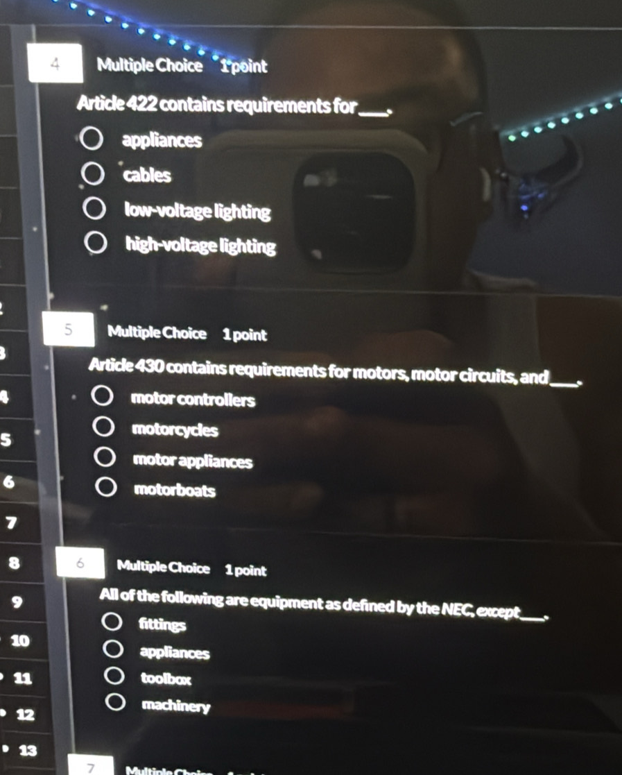 Solved: " 1 point Article 422 contains requirements for_ 、 appliances ...