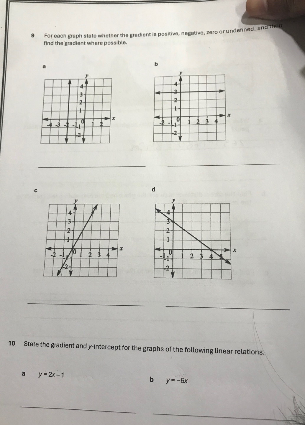 Solved: For each graph state whether the gradient is positive, negative ...