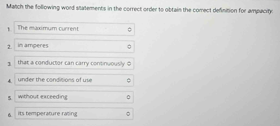 Solved: Match the following word statements in the correct order to ...