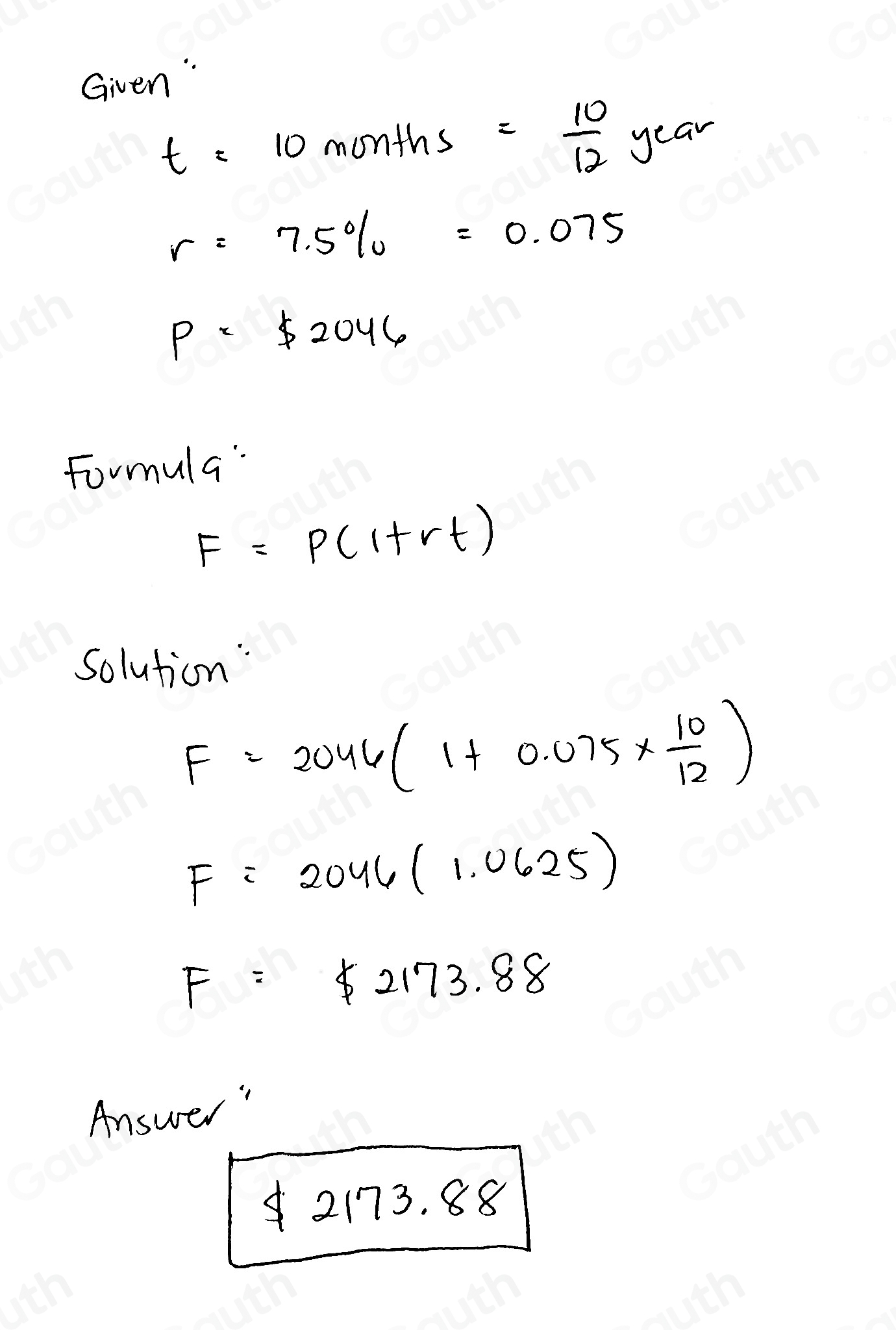 Solved: possible Use the future value formula to compute the maturity ...