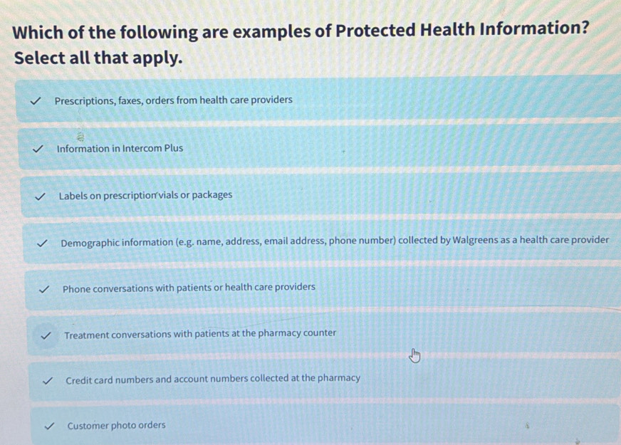 Solved: Which of the following are examples of Protected Health ...