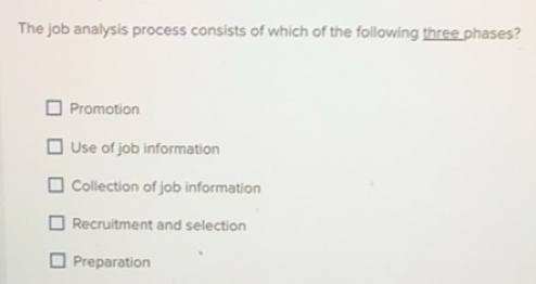Solved: The job analysis process consists of which of the following ...