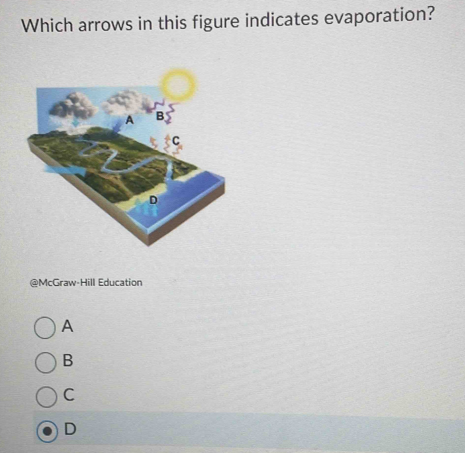 Solved: Which arrows in this figure indicates evaporation? @McGraw Hill ...