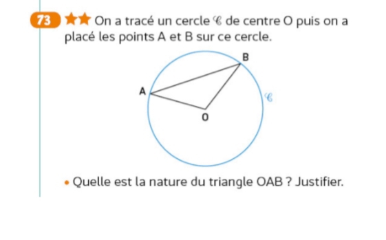 Résolu :73 ** * On a tracé un cercle é de centre O puis on a placé les ...