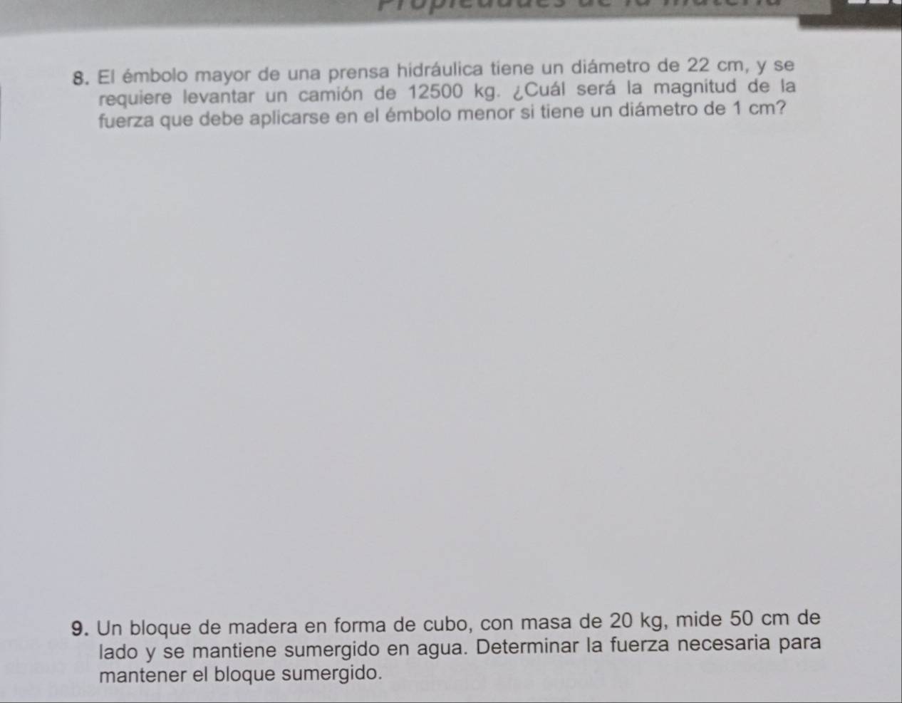 Resuelto:El émbolo mayor de una prensa hidráulica tiene un diámetro de ...