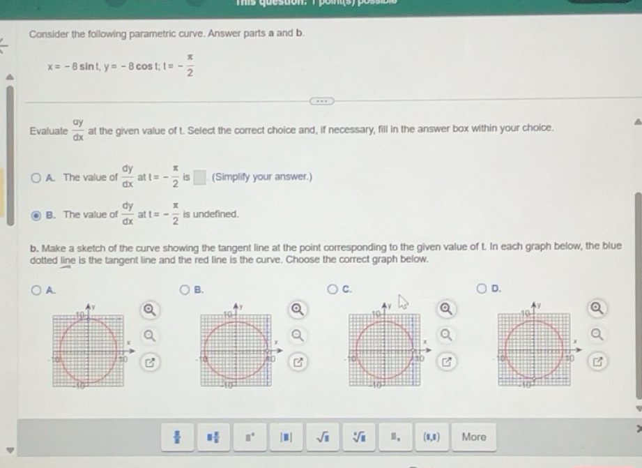 Solved: is question. 1 p o i s Consider the following parametric curve ...