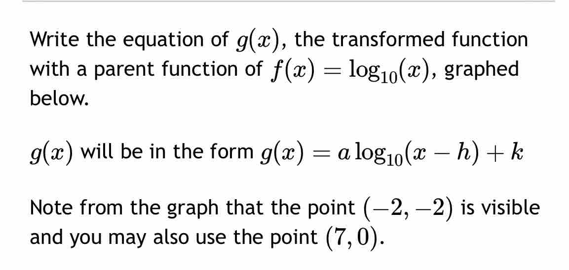Solved: Write the equation of g(x) , the transformed function with a ...