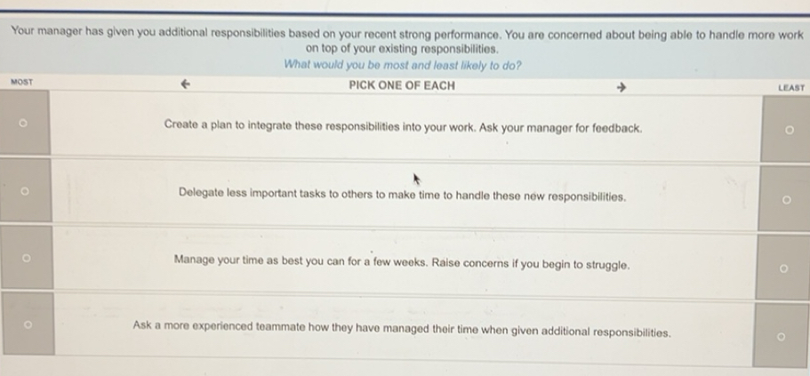 Solved: Your manager has given you additional responsibilities based on ...