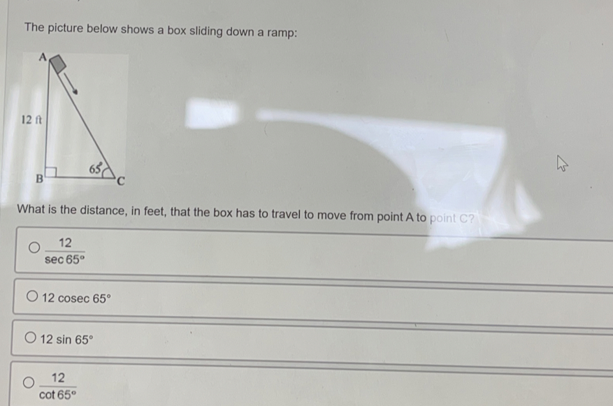 Solved: The picture below shows a box sliding down a ramp: What is the ...