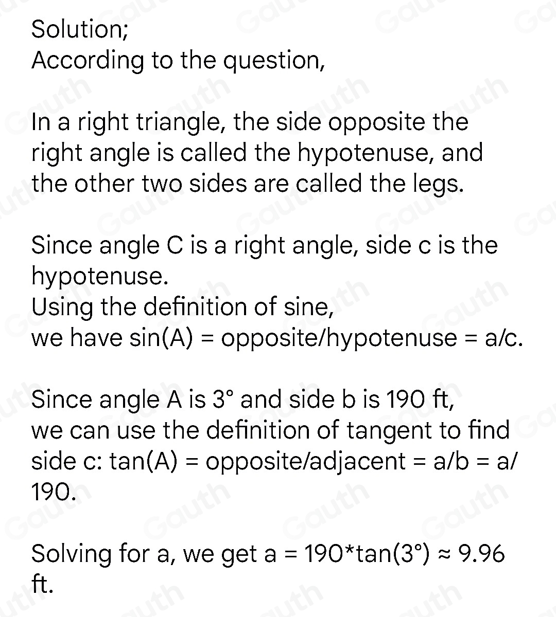 Solved: In triangle ABC, angle C is a right angle. Find the measure of ...