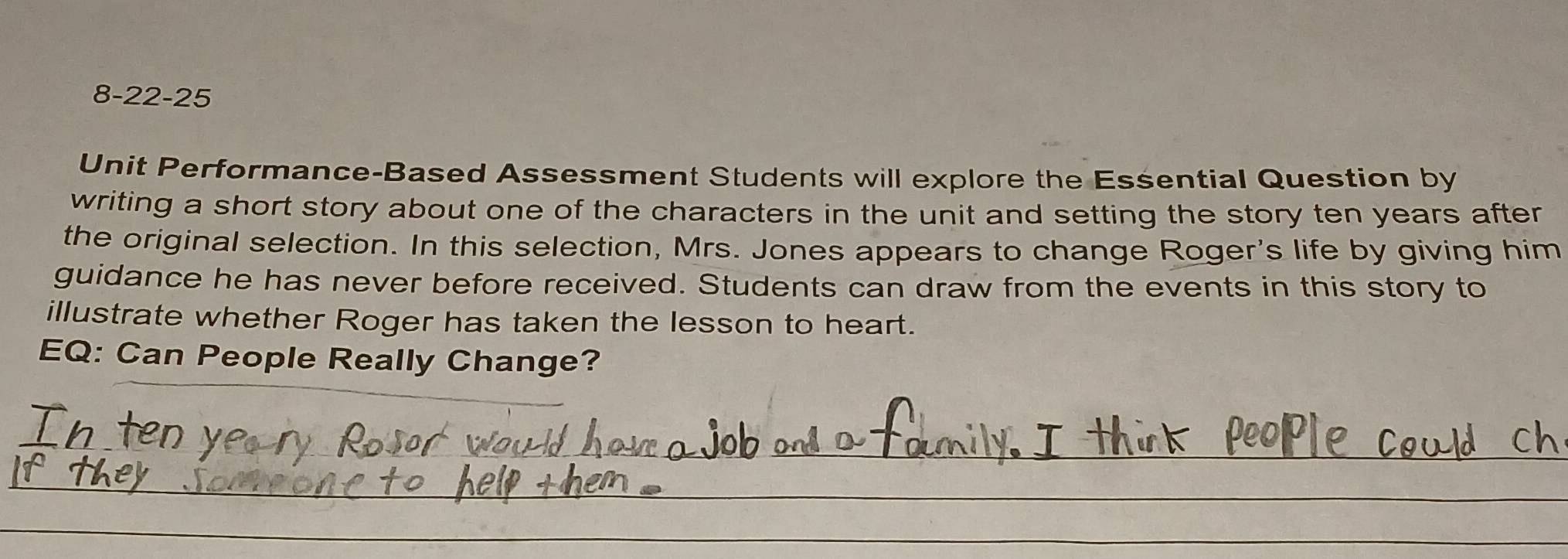Solved: 8-22-25 Unit Performance-Based Assessment Students will explore ...