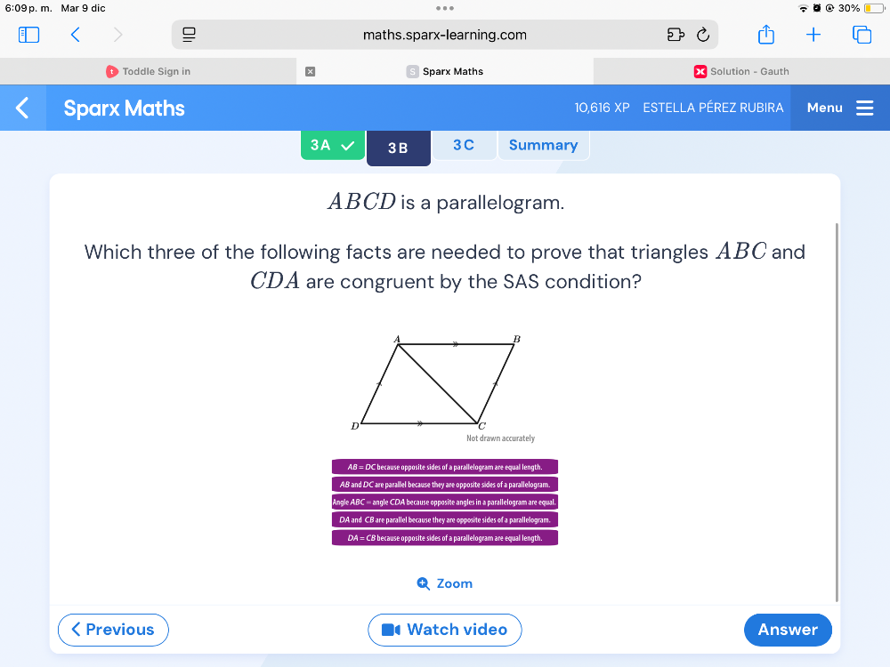 Resuelto:6:09p. m. Mar 9 dic 30% maths.sparx-learning.com Toddle Sign ...