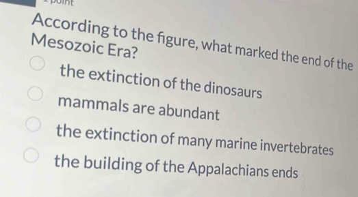 Solved: According to the figure, what marked the end of the Mesozoic ...