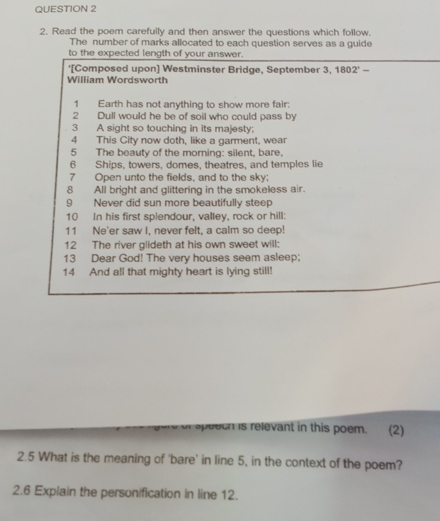Solved: Read the poem carefully and then answer the questions which ...