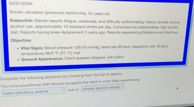 Solved: 04/01/20XX Steven Jacobson (pronouns he/him/his), 52 years old ...