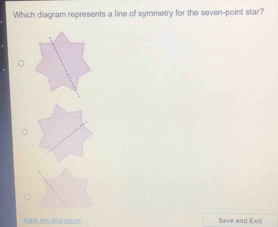 Solved: Which diagram represents a line of symmetry for the seven-point ...