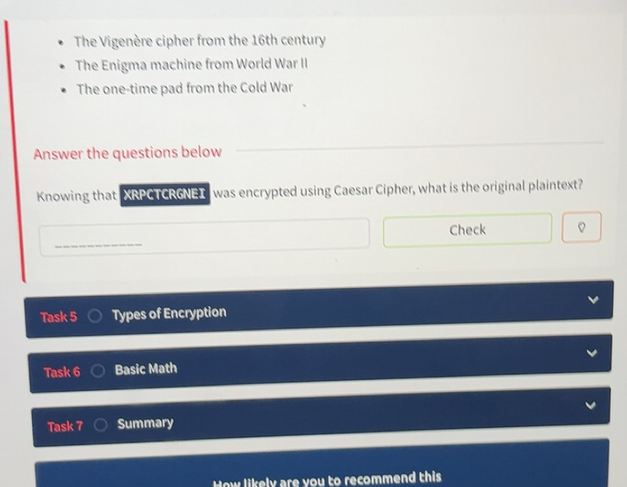 Solved: The Vigenère cipher from the 16th century The Enigma machine ...