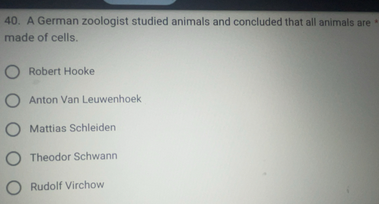 Solved: A German zoologist studied animals and concluded that all ...