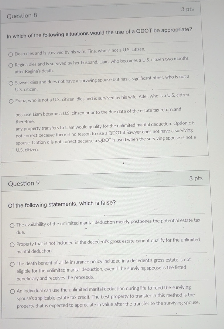 Solved: In which of the following situations would the use of a QDOT be ...