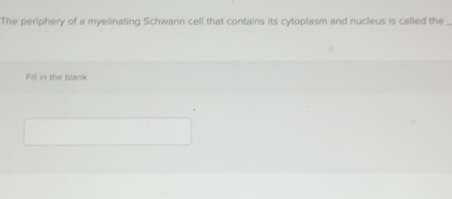 Solved: The periphery of a myelinating Schwann cell that contains its ...