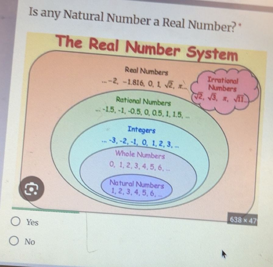 Résolu :Is any Natural Number a Real Number? * No