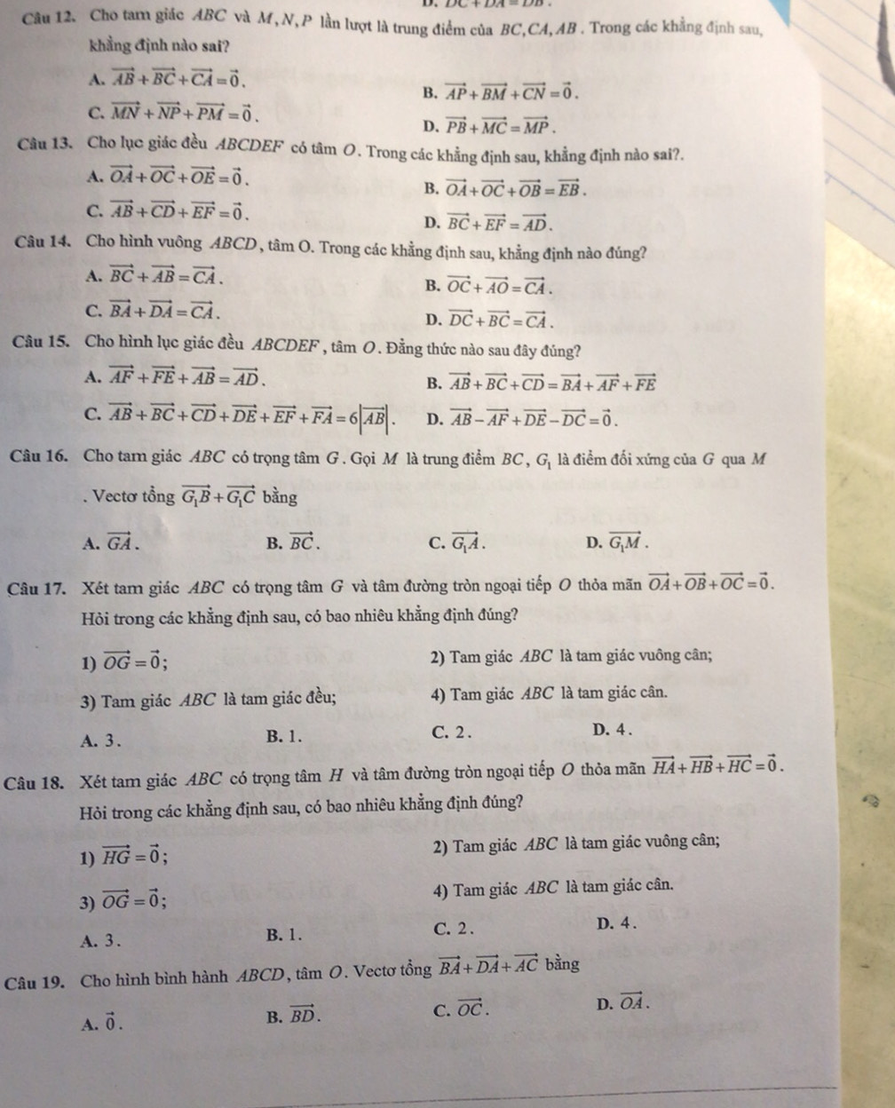 Giải quyết:Cho tam giác ABC và M, N,P lần lượt là trung điểm của BC,CA ...