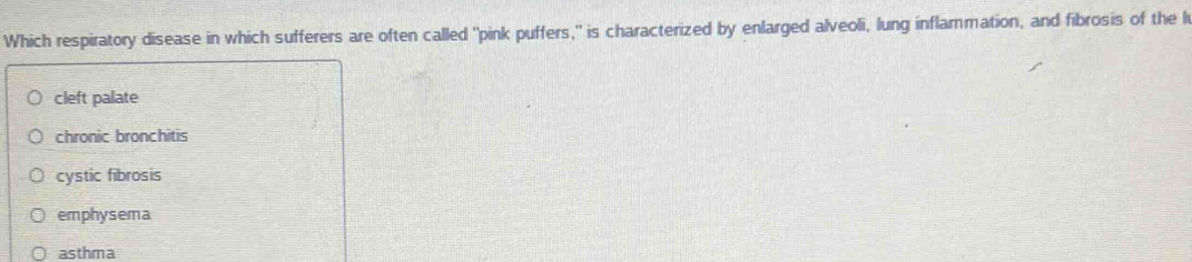 Solved: Which respiratory disease in which sufferers are often called ...