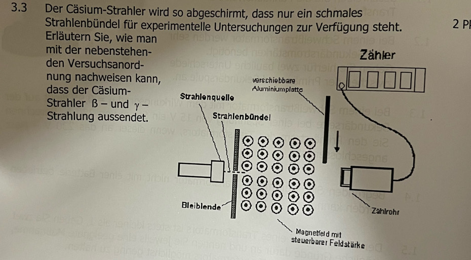 Gelöst:3.3 Der Cäsium-Strahler wird so abgeschirmt, dass nur ein ...